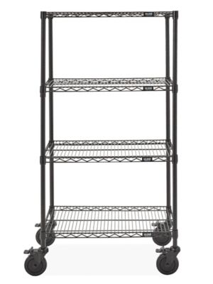 Polyurethane Casters for Wire Shelving Units - Set of 4, Black H-1205WH ...