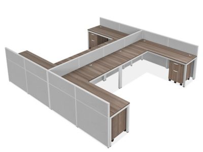Shared Downtown Privacy Workstation - 4-Person Back-to-Back, 42" Height ...