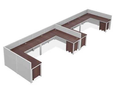 Shared Downtown Privacy Workstation - 4-Person Side-by-Side, 42" Height ...