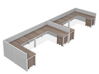 Shared Downtown Privacy Workstation - 4-Person Side-by-Side, 42" Height ...