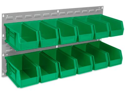 Wall Mount Panel Rack - 36 x 19" with 11 x 5 1/2 x 5" Green Bins H ...