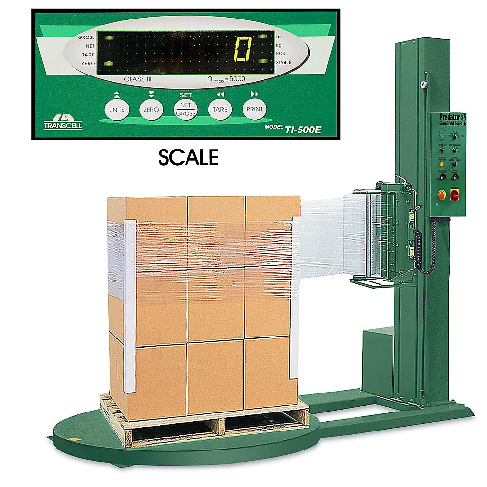 Semi-Automatic Stretch Wrap Machine with Scale - 52 x 52 x 80 Semi-Automatic Stretch Wrap Machine with Scale - 52 x 52 x 80