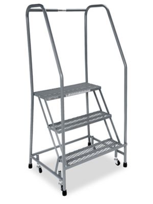 3 Step Rolling Safety Ladder - Assembled H-840 - Uline
