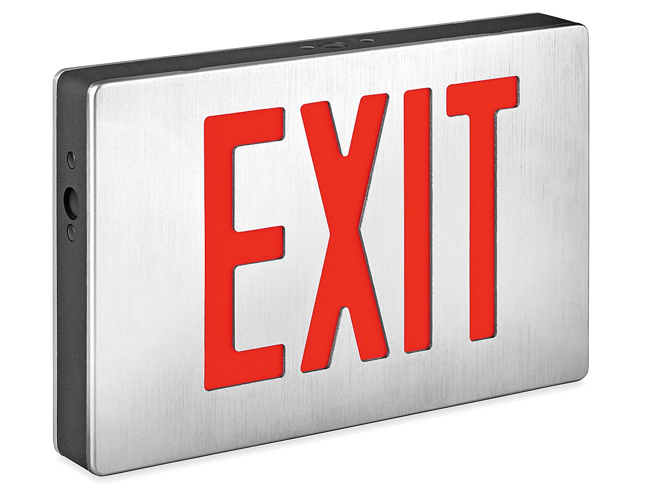 Hard-Wired Exit Sign - Aluminum with Red Letters H-9980 - Uline Hard-Wired Exit Sign - Aluminum with Red Letters H-9980 - Uline