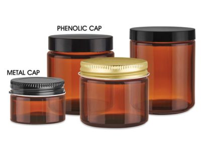 Amber Straight-Sided Glass Jars in Stock - ULINE