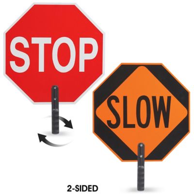 Hand Held Stop Signs, Stop Slow Signs in Stock - ULINE.ca