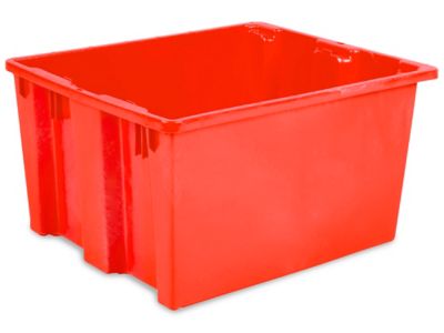 Red storage boxes with lids store