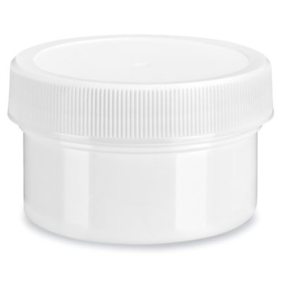 White Round Wide-Mouth Plastic Jars Bulk Pack - 1 oz, White Cap S ...