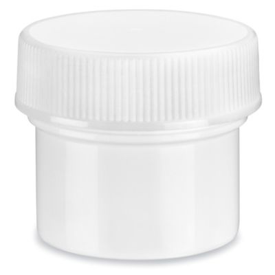 White Round Wide-Mouth Plastic Jars Bulk Pack - 1/2 oz, White Cap S ...