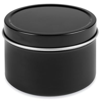 Deep Metal Tins Round 4 oz Solid Lid Black S 17906BL Uline