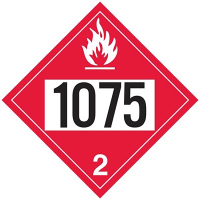 4-Digit T.D.G. Placard - UN 1075 Liquefied Petroleum Gas, Tagboard S ...