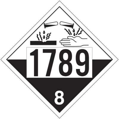 Señalamiento Internacional de 4 Dígitos - ONU 1789 Ácido Clorhídrico ...