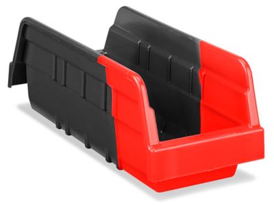 Indicator Bins With Divider 4 X 12 X 4 Black Red S 20253b R Uline