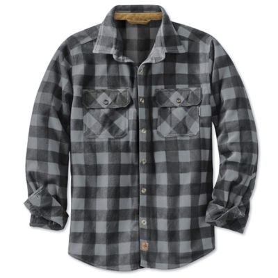 Men's Plaid Fleece Shirt - Graphite, 2XL S-21820GR-2X - Uline