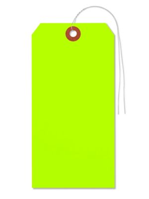 Fluorescent Tags - #8, 6 1/4 x 3 1/8", Pre-wired, Green S-2237GPW - Uline