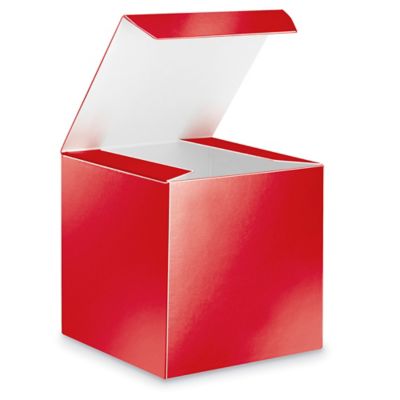 Glossy Gift Boxes - 4 x 4 x 4", Red S-23006R - Uline