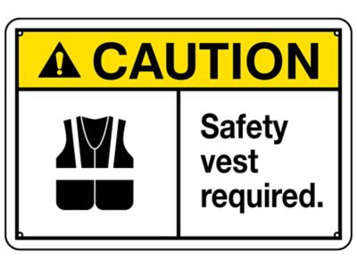 Safety Vest Required Sign Aluminum S 23122a Uline