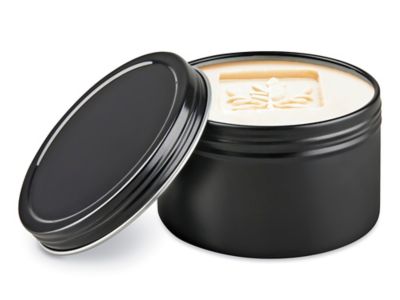 Screw Top Metal Tins 8 oz Deep Black S 23421BL Uline