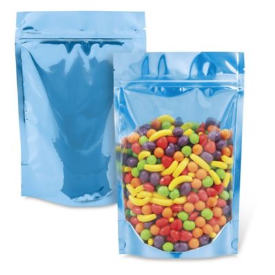 Ultra Clear Stand-Up Barrier Pouches - 6 x 9 x 3", Blue Back S ...