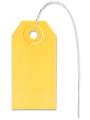 Shipping Tags - #1, 2 3/4 x 1 3/8", Pre-wired, Yellow S-2410YPW - Uline