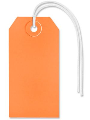 Shipping Tags - #3, 3 3/4 x 1 7/8", Pre-strung, Orange S-2412OPS - Uline