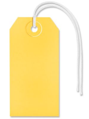 Shipping Tags - #3, 3 3/4 x 1 7/8", Pre-strung, Yellow S-2412YPS - Uline