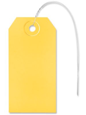 Shipping Tags - #3, 3 3/4 x 1 7/8", Pre-wired, Yellow S-2412YPW - Uline