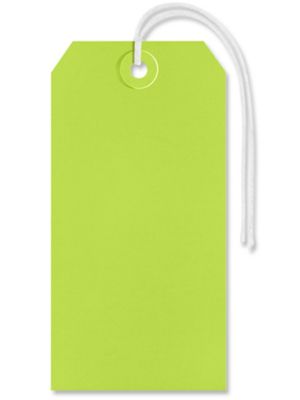 Shipping Tags - #6, 5 1/4 x 2 5/8", Pre-strung, Green S-2415GPS - Uline