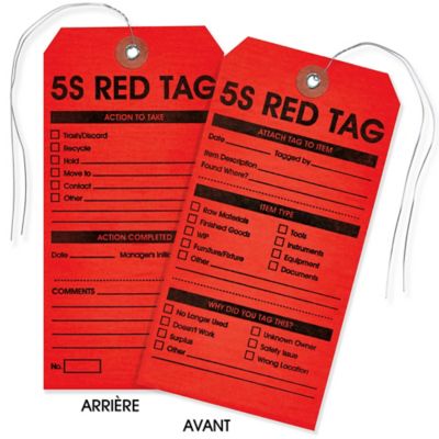 Étiquettes rouges 5S – Fil métallique préfixé S-24170PW - Uline