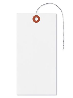 White HDPE Tags - #8, 6 1/4 x 3 1/8", Pre-wired S-24928 - Uline