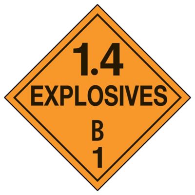 D.O.T. Placard - Explosives 1.4 B, Tagboard S-2798T - Uline