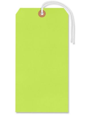 Jumbo Shipping Tags - #12, 8 x 4", Pre-strung, Green S-5975GPS - Uline