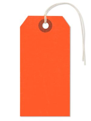 Fluorescent Tags - #4, 4 1/4 x 2 1/8", Pre-strung, Red S-5981RPS - Uline