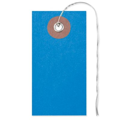 Tyvek® Tags - #1, Pre-wired, Blue S-5984BLU-PW - Uline
