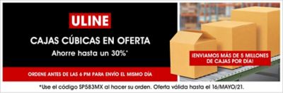 Uline: 2021 Uline Cajas Cúbicas en Oferta