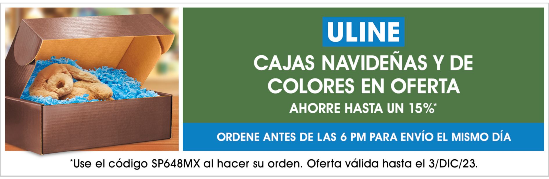 Uline: 2023 Cajas Navideñas y de Colores en Oferta